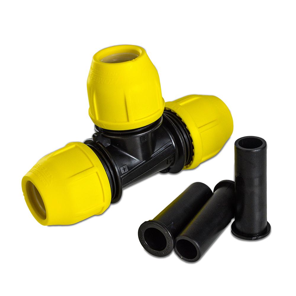 1" IPS Compression Tee for SDR-11 Yellow PE Gas Pipe | Canarsee