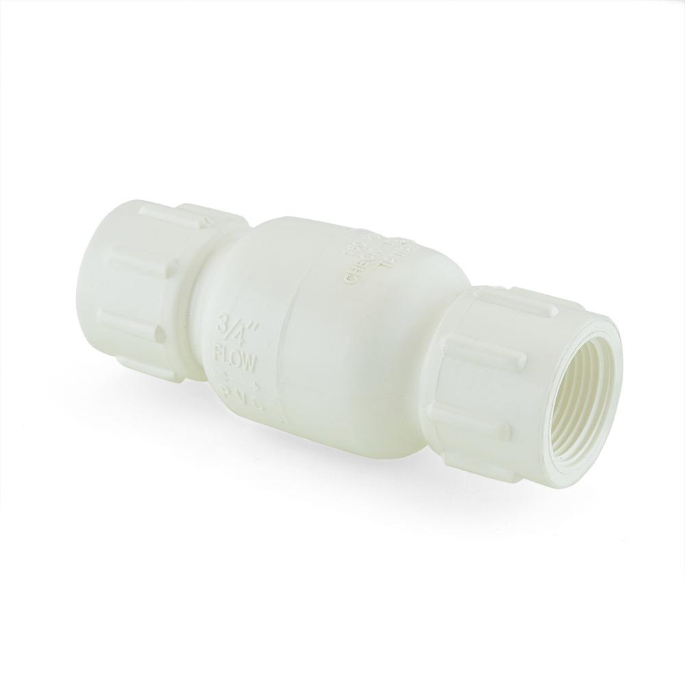 3/4” PVC Spring Check Valve, FPT Threaded, Sch. 40/80 | Plumbing ...